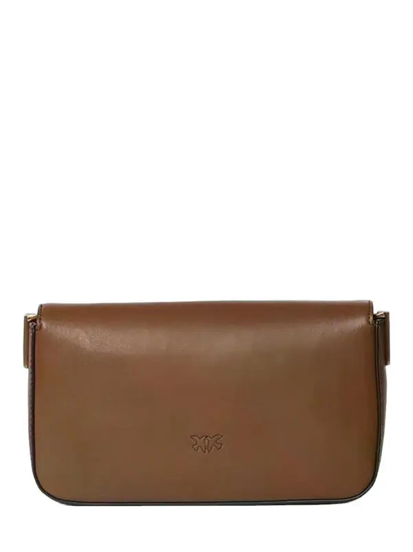 Pinko Love Birds Leather Shoulder Bag - Brown