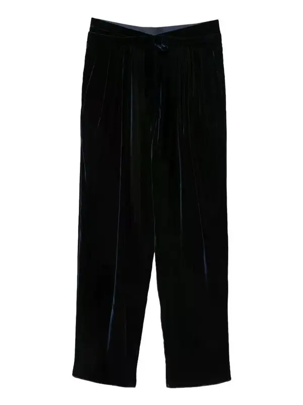 Giorgio Armani Velvet Pleated Tapered Trousers - Blue
