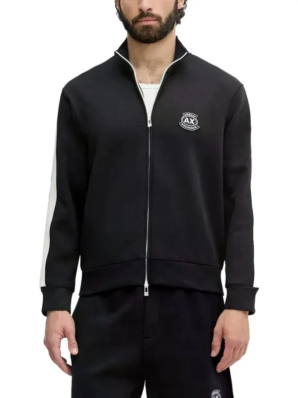 Armani Exchange Logo Patch Zip-up Sweater - Black