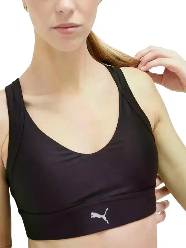 PUMA Logo-print Racerback Bra - Black
