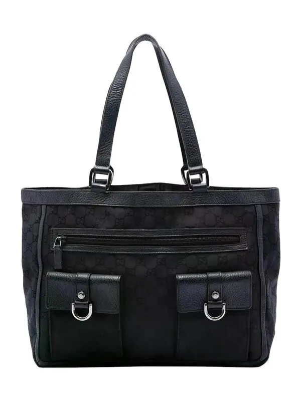 Gucci Gg Nylon Abbey D-ring Pocket Tote Bag - Black