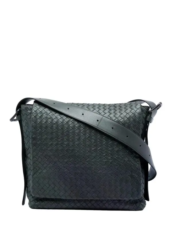 Bottega Veneta Nappa Intrecciato Messenger Bag - Grey