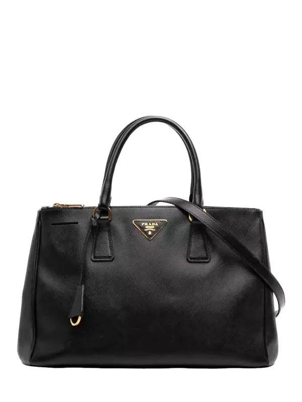 Prada Saffiano Lux Galleria Double Zip Satchel - Black