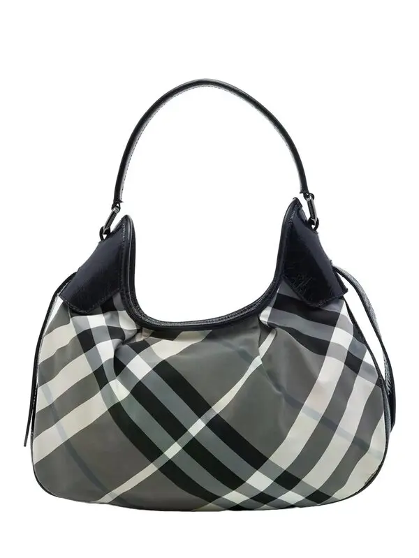 Burberry Nova Check Nylon Hobo Shoulder Bag - Grey