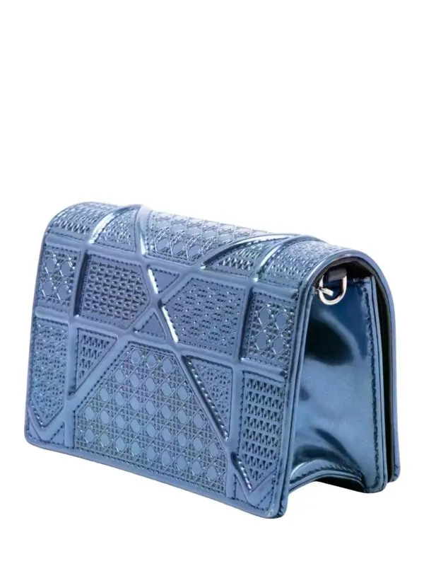 Dior Metallic Patent Leather Diorama Flap Crossbody Bag - Blue