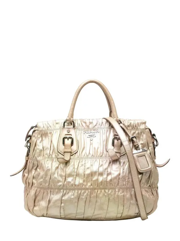 Prada Nappa Gaufre Satchel - Gold