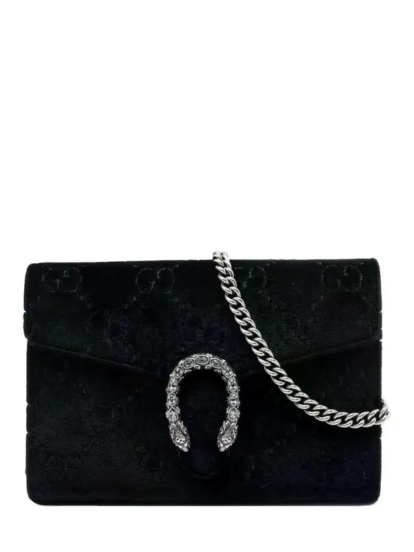 Gucci Gg Velvet Dionysus Wallet On Chain Crossbody Bag - Black