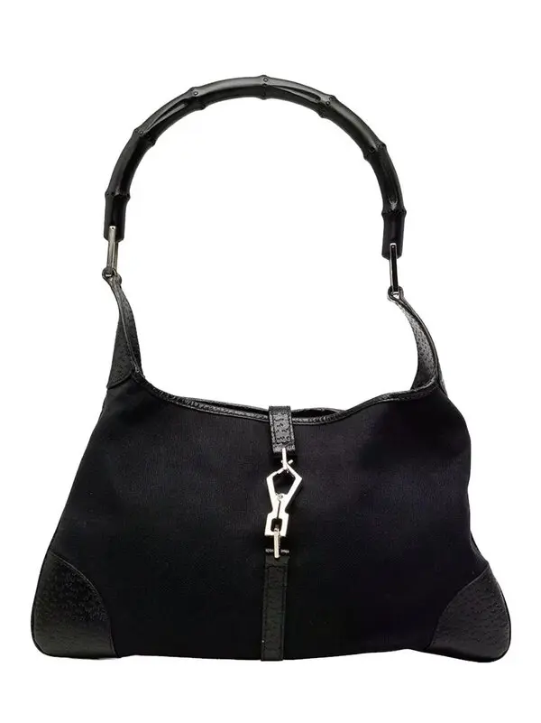 Gucci Canvas Bamboo Jackie Hobo Bag - Black