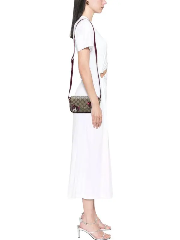 Gucci Gg Supreme Ophidia Crossbody Bag With Cat Print - Neutrals