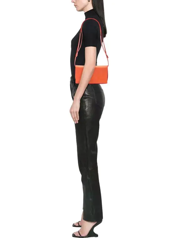 Loewe 2015 Linen Embossed Calfskin Vega Crossbody Bag - Orange