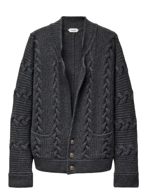 Versace Wool & Cashmere Knit Cardigan - Grey