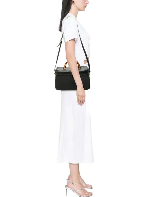 Gucci 20th Century Calfskin Bamboo Vanity Bag Satchel - Green