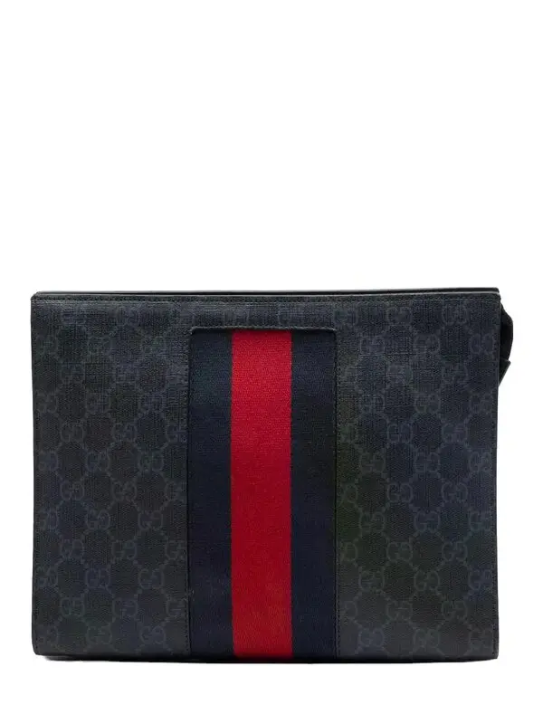 Gucci Gg Supreme Web Clutch Bag - Black