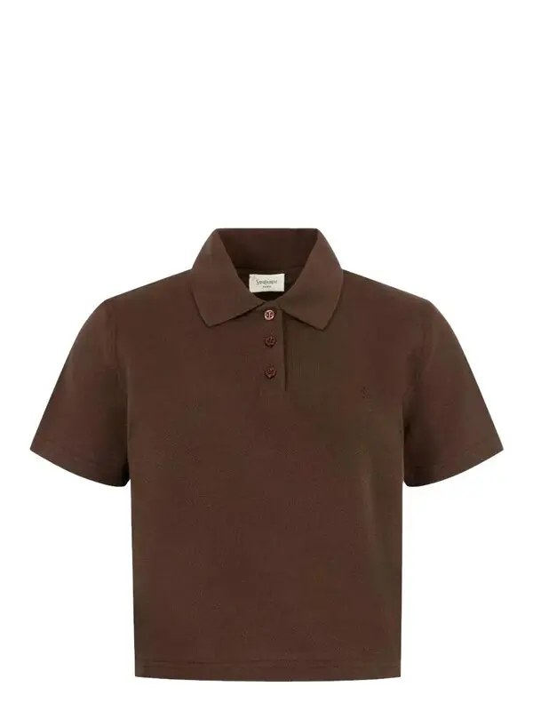 Saint Laurent Cassandre Cropped Polo - Brown