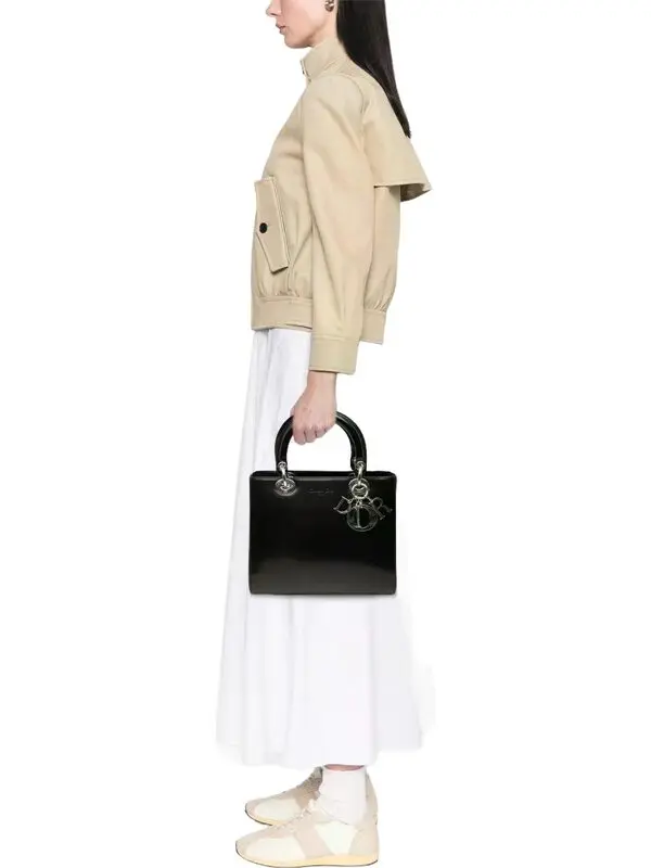 Dior 1998 Medium Glazed Calfskin Lady Satchel - Black
