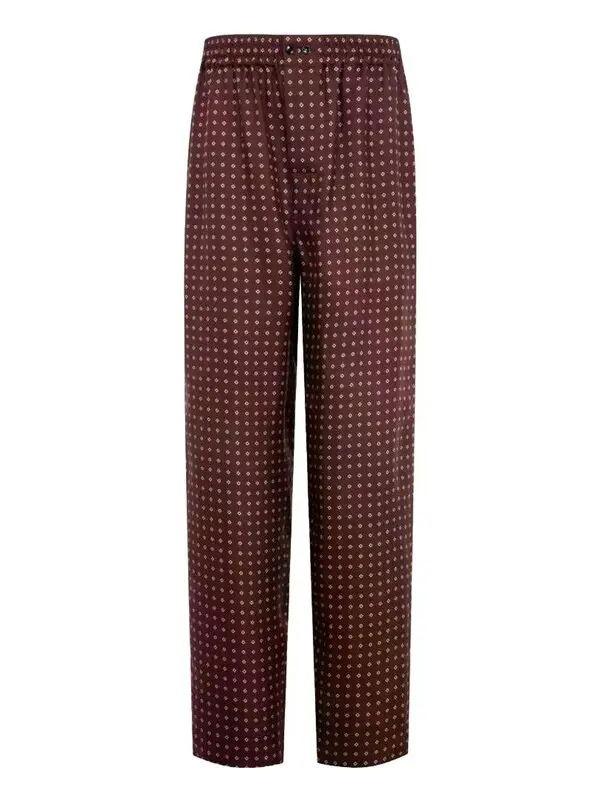 Saint Laurent Geometric-print Straight Leg Trousers - Red