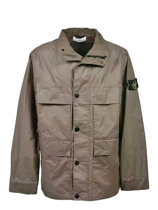 Stone Island Waxed-effect Field Jacket - Brown