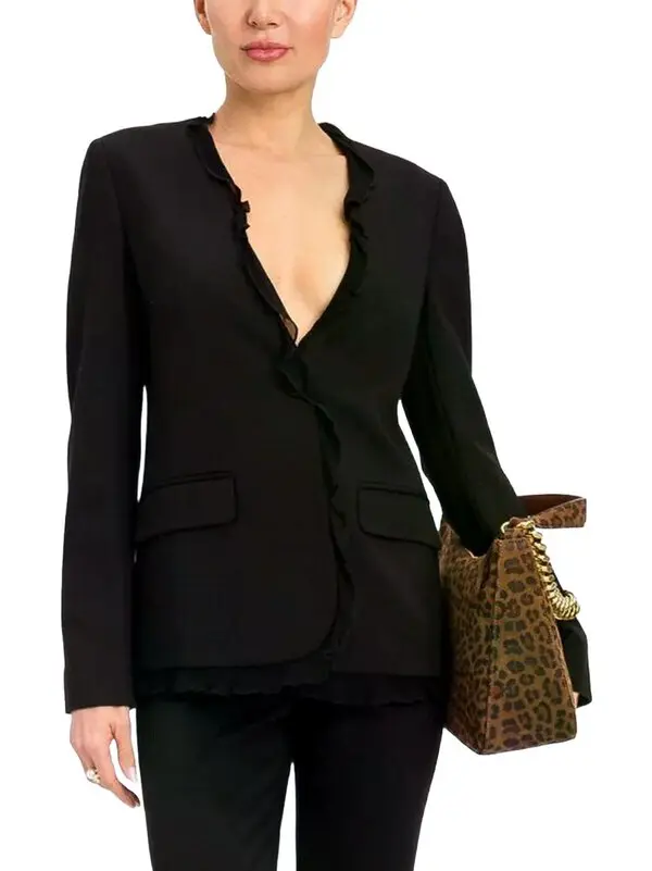 TWINSET Ruffled Trim Blazer - Black