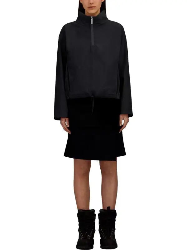 Herno Corduroy Effect High Neck Sweatshirt With Drawstring Hem - Black