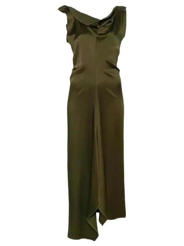 Victoria Beckham Asymmetric Ruffled Dress - Green
