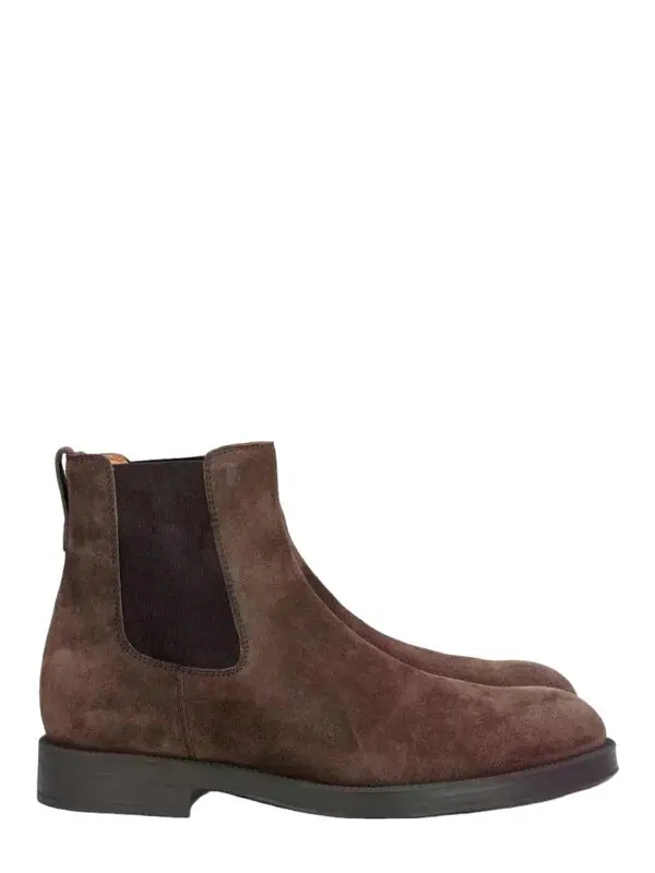 TOD'S Suede Chelsea Boots With Monogram Detail - Brown