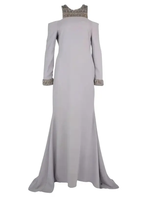 LOODYANA Gladiolus Embellished Off-shoulder Maxi Dress - Grey