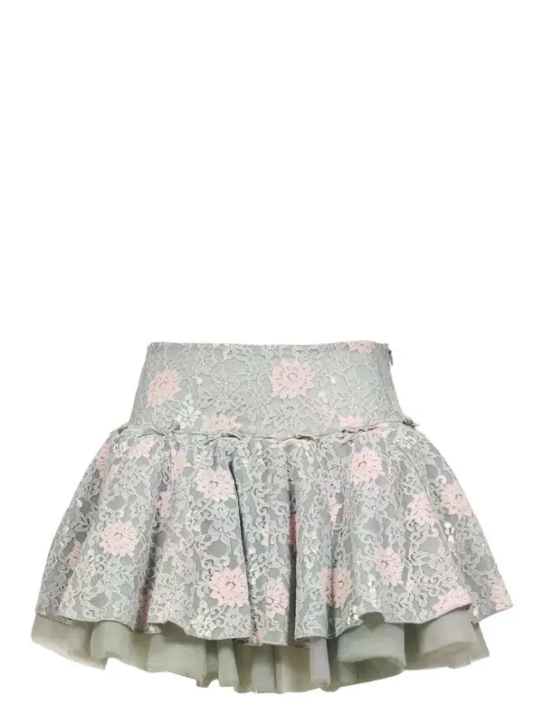 MIMI WADE Angelina Floral Lace Mini Skirt - Grey