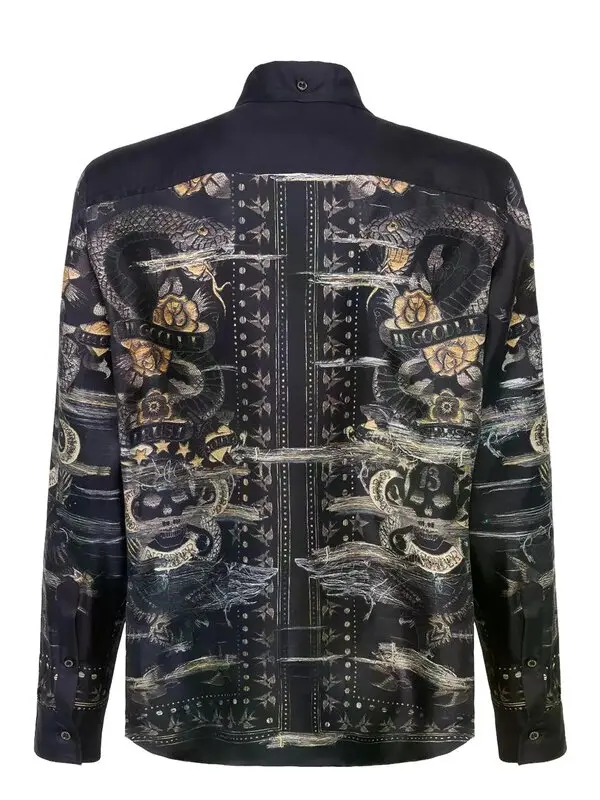 John Richmond Graphic-print Long-sleeved Shirt - Black
