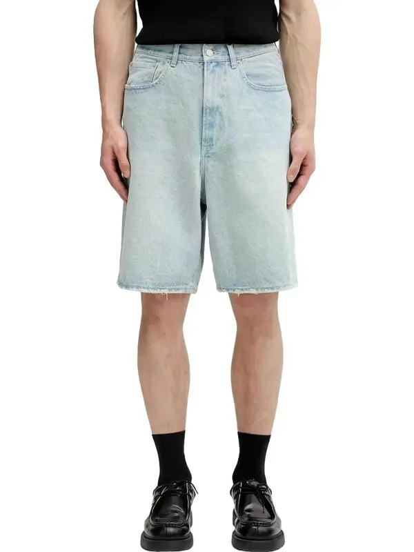 BEAMS Raw-cut Denim Shorts - Blue