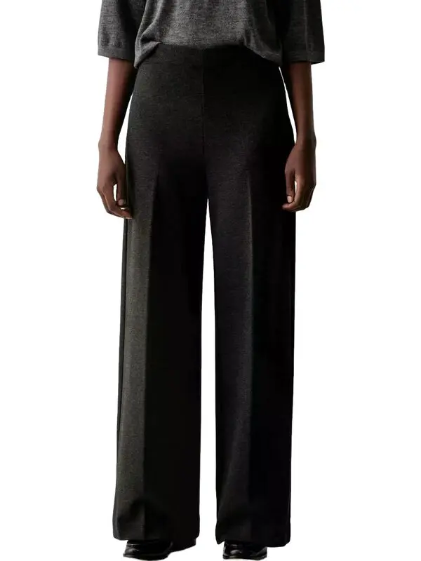 Marc O'polo Margo Pressed Crease Wide-leg Trousers - Grey