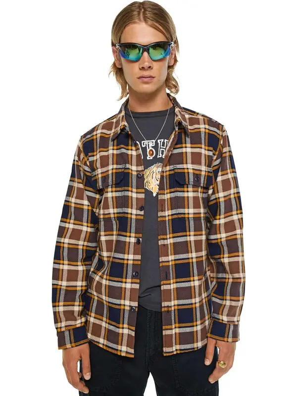 MOTHER The Freeze Plaid To Bone Shirt - Yellow