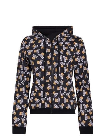 Moschino Cotton Logo Print Hooded Sweatshirt - Black