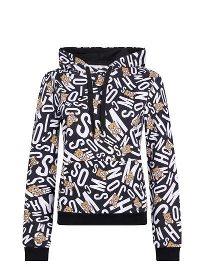 Moschino Cotton Logo Print Hoodie - Black