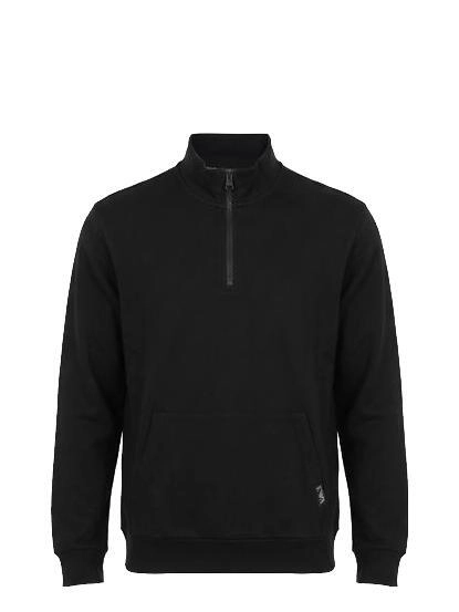 Emporio Armani Piqué Zip Neck" Long Sleeve Sweatshirt - Black