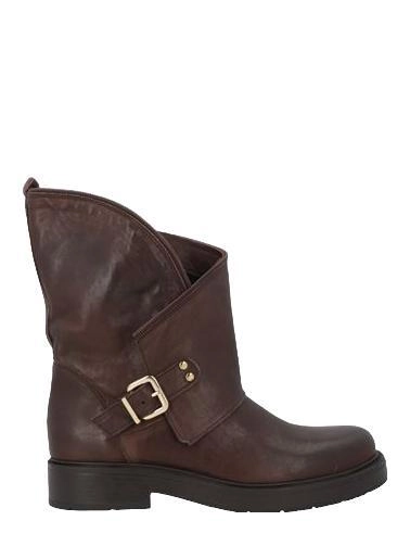 DIVINE FOLLIE Leather Biker Ankle Boots - Brown