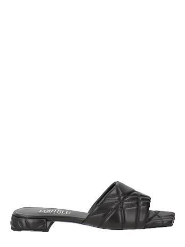 LORIBLU Quilted Leather Slide Sandals - Black
