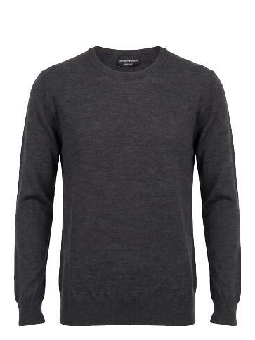 Emporio Armani Charcoal Virgin Wool Sweater - Grey