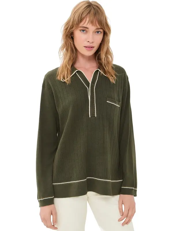 The Great. The Menswear Tipping Polo - Olive