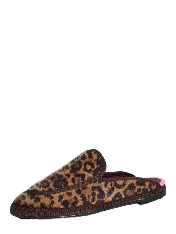 FLABELUS Bruna Mules Leopard Print Faux Fur Slip-ons - Feline Brown