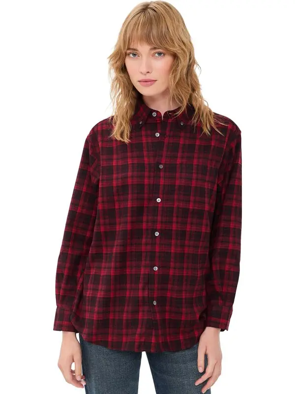 DUNST Checked Flannel Button Down Shirt - Red