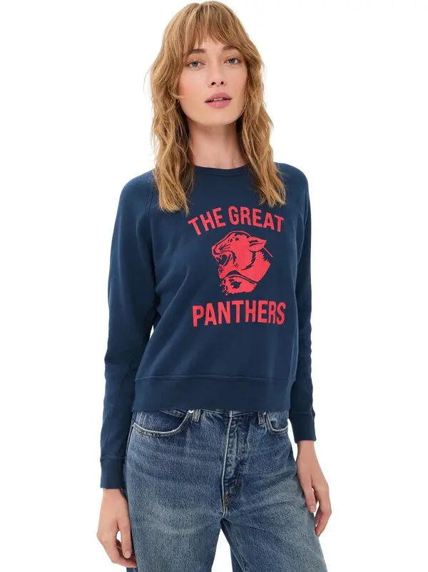The Great. Fleece Panther Graphic Sweatshirt - True Navy