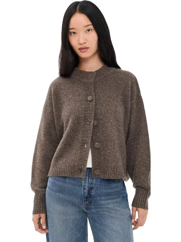 FRAME The Fleck Cardigan In Wool-cashmere Blend - Brown
