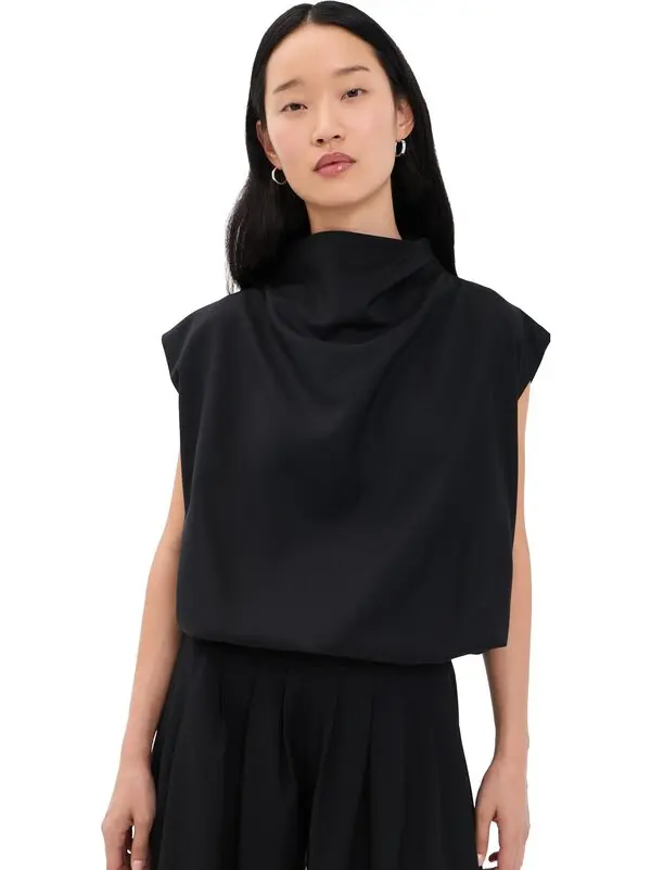 Secular Shelby Shirt With Mock Neck And Bubble Hem - Black