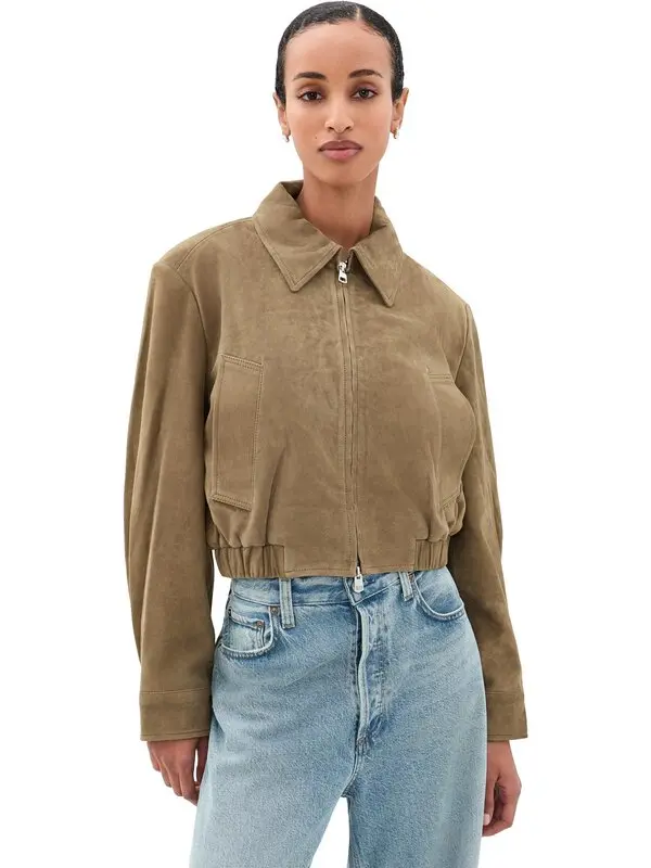 AGOLDE Nahla Cropped Goatskin Suede Jacket - Canopy