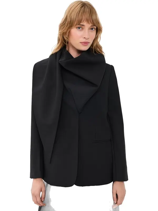 Sea Remi Blazer With Attached Scarf - Black