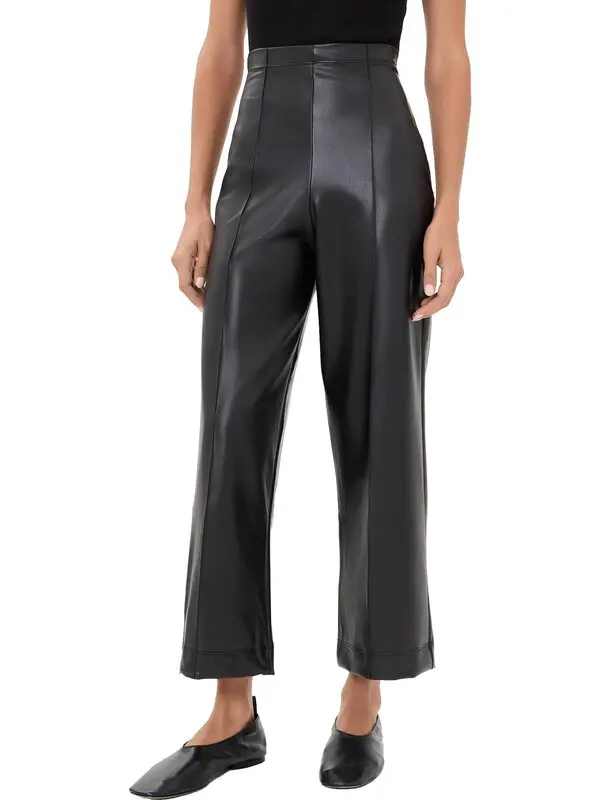 RIPLEY RADER Cropped Vegan Leather Straight Leg Pants - Black