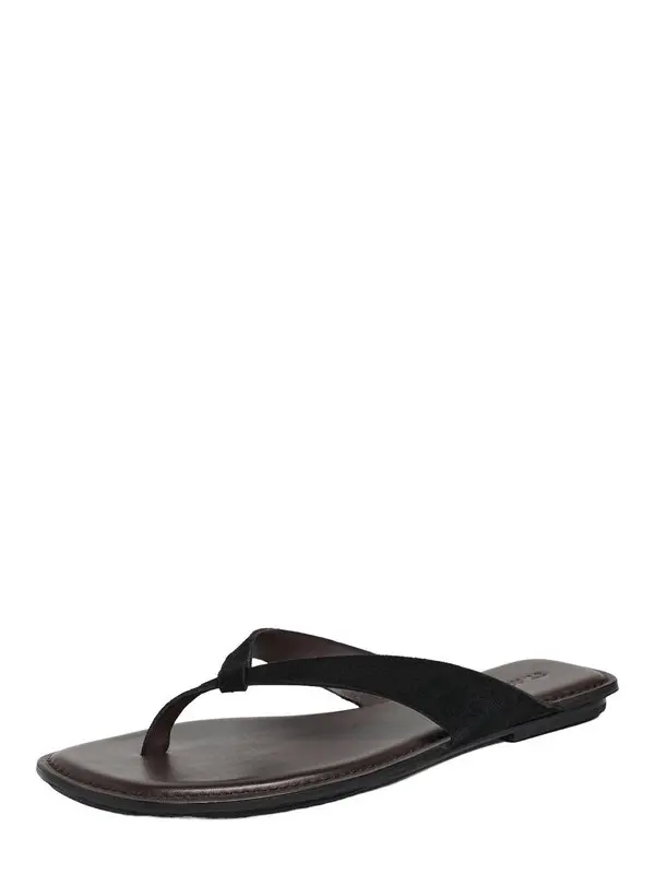 ST. AGNI Opanka Suede Thong Sandals - Black/coffee