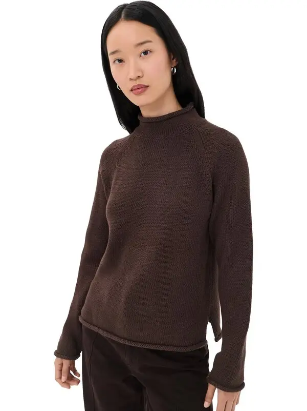 ALEX MILL Lennox Cotton Sweater - Dark Chocolate
