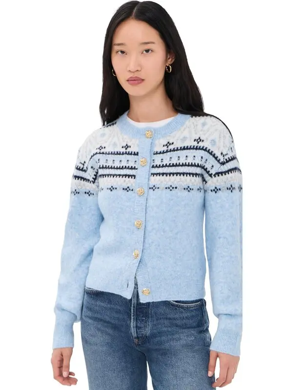 Generation Love Hilda Fair Isle Cardigan - Light Blue Multi