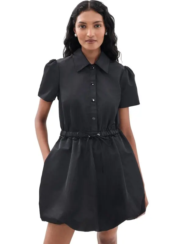 Cinq À Sept Ophelie Nylon Dress With Drawstring Waist - Black